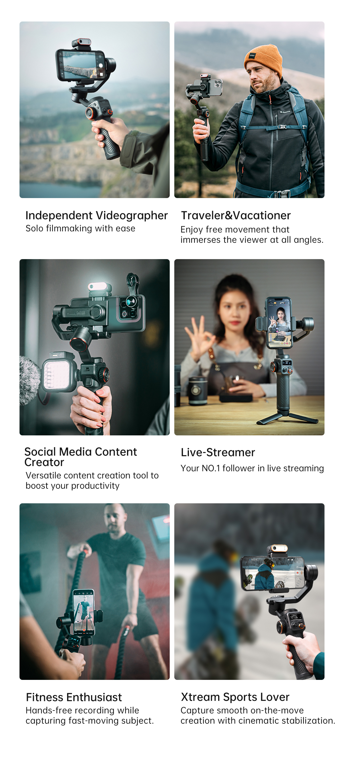 Hohem iSteady M6 | Ultra-wide Angle Gimbal for Motion Capture